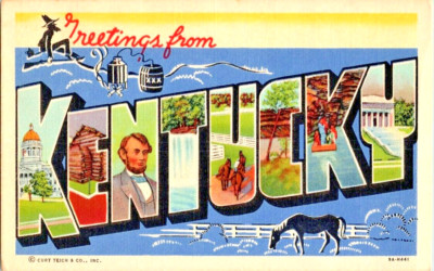 Postcard: Greeting from Kentucky / Large Letter / Linen /Curt Teich ...