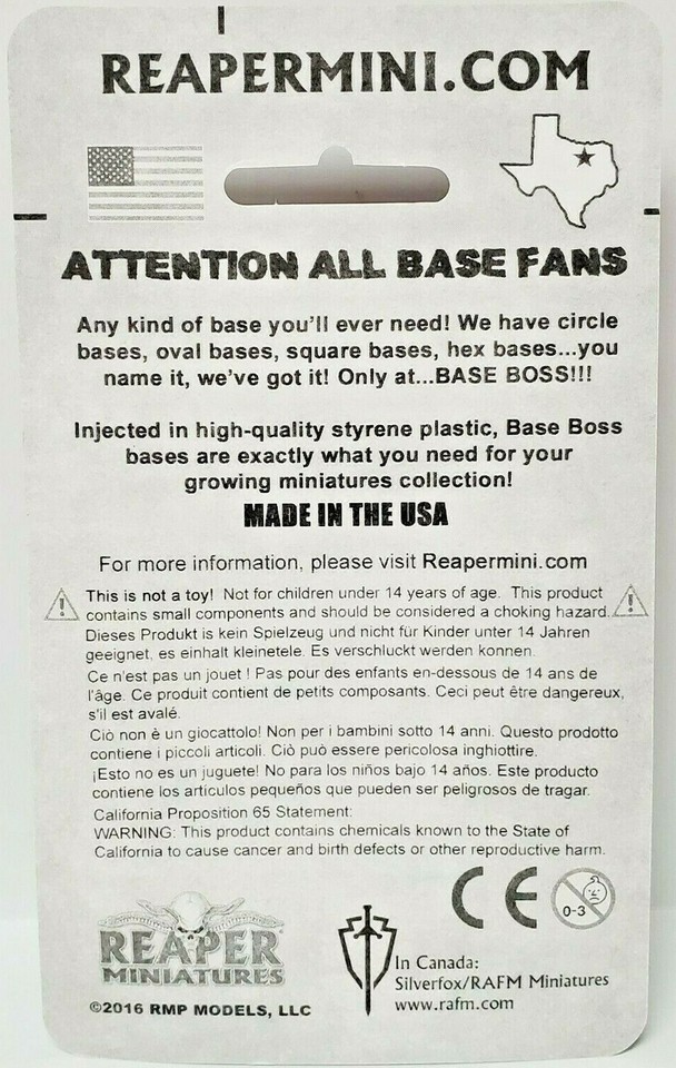 Base Boss 40MM ROUND GAMING BASE Plastic Base (10) Reaper Miniatures ...