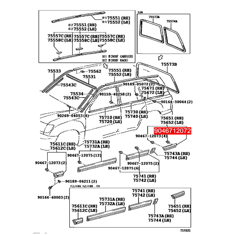 FOR TOYOTA LAND CRUSIER ROCKER MOULDING CLIPS QTY 10 ORANGE NYLON 90467 ...