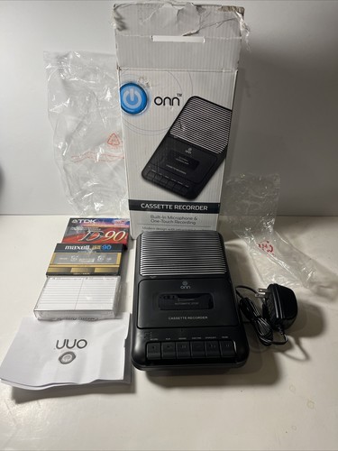 ONN Cassette Recorder No (External Microphone) 3 Blank Tapes One Touch ...