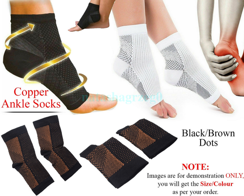Copper Infused Compression Socks Planter Fasciitis Ankle Support Pain ...