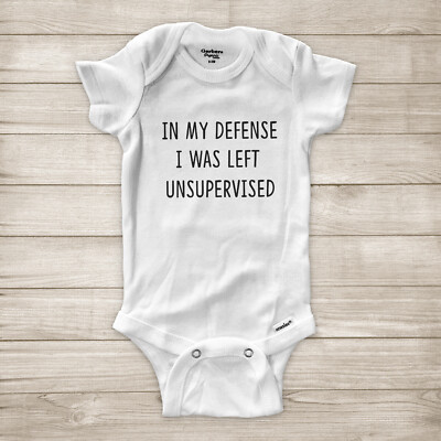 In My Defense I Was Left Unsupervised Funny Baby Shower Gift Infant ...