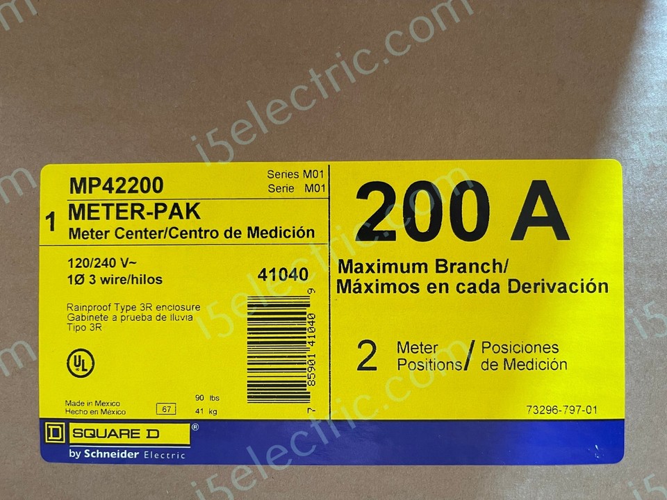 Square D MP42200 400 Amp 2 Gang 200A Meter EUSERC OH/UG as WEP4212 plus ...