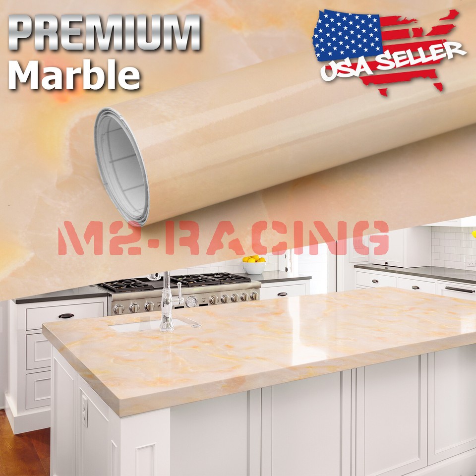 Gloss / Matte Marble Granite Effect Vinyl Wrap Self Adhesive Counter ...