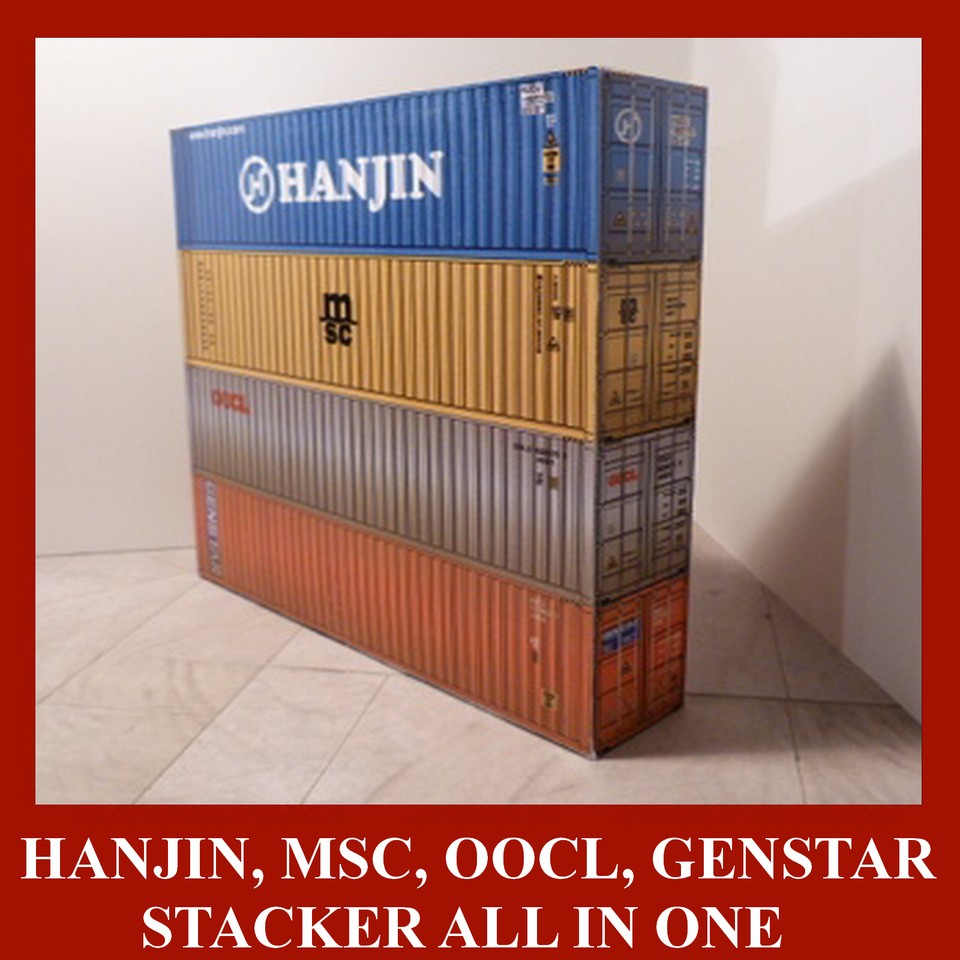 HO 1:87 Scale Stack of x 4 Shipping Containers 40ft Model Card Kit HO 1 ...