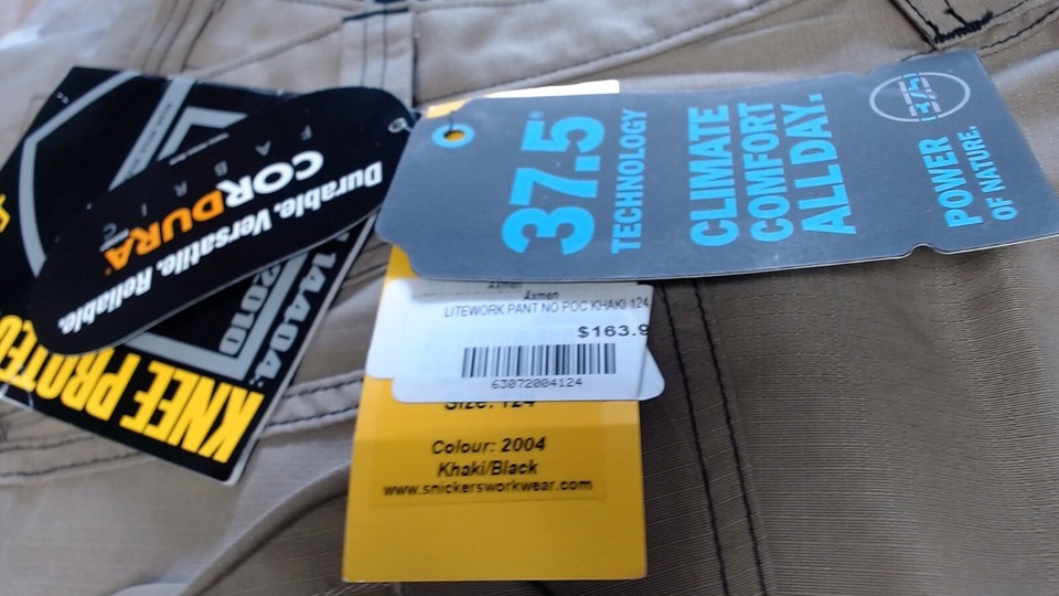 Snickers Litework Pants Khaki size 124 - 47" waist 30" inseam 6307 | eBay