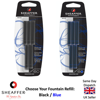 Sheaffer Skrip Classic Ink Cartridge Fountain Pen Refill - Black & Blue ...