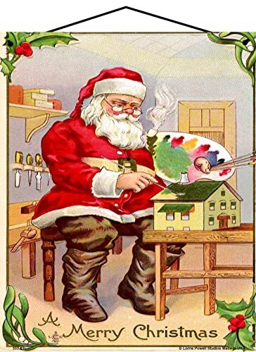 8x10 Vintage Style Holiday Themed Sign Featuring Santa Claus A Merry ...