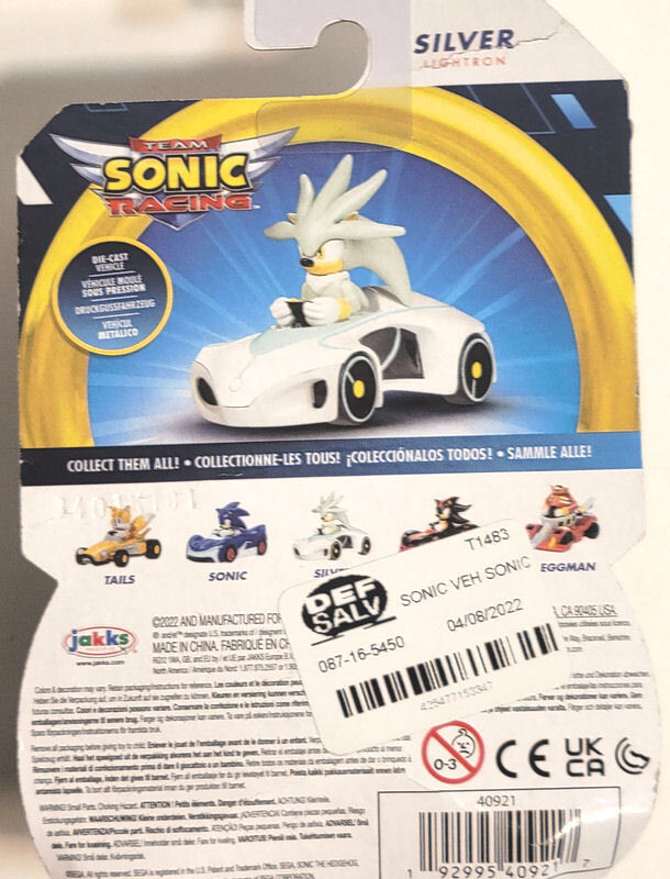 Sonic The Hedgehog Team Racing SILVER LIGHTRON Die-Cast Vehicle Car Toy ...
