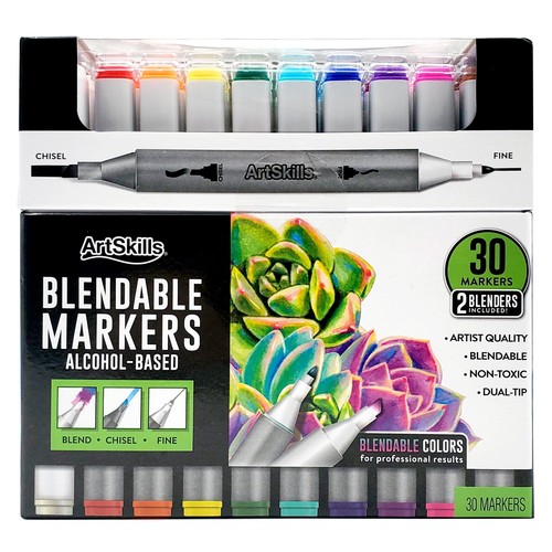 Dual-Tip Blendable Alcohol Markers with Colorless Blenders, for Adults ...