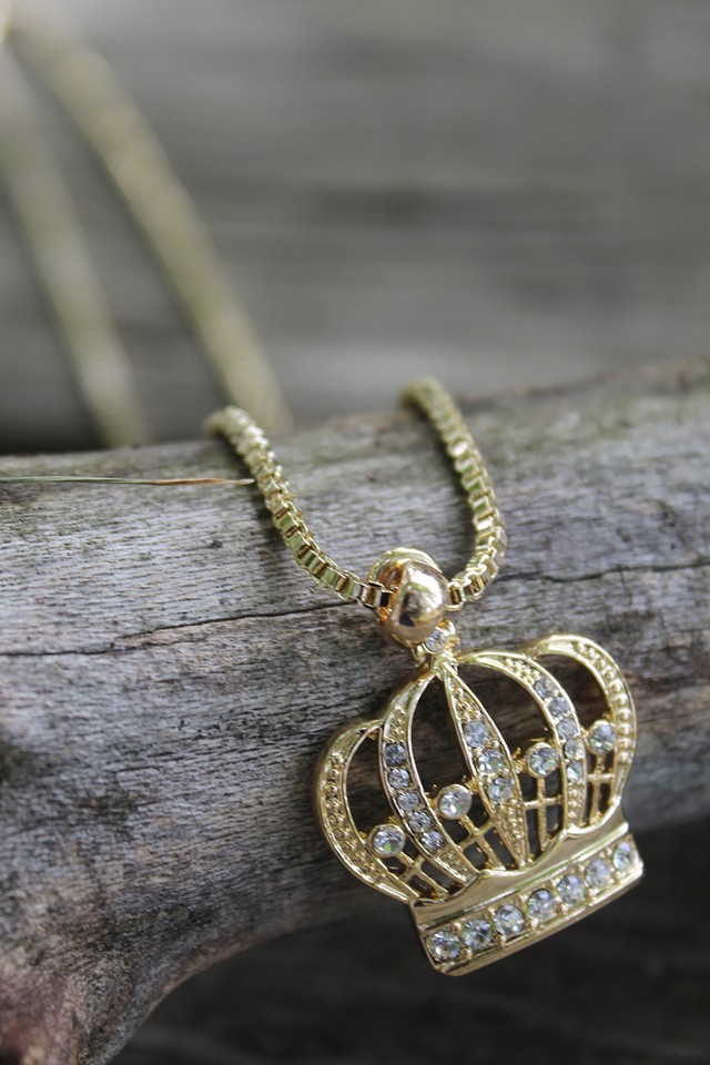 NEW KING CROWN PENDANT & 2mm/24" BOX CHAIN HIP HOP NECKLACE XMP75 | eBay