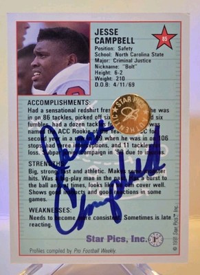 1991 Star Pics - Jesse Campbell #85 Certified Autographs (AU, RC) | eBay