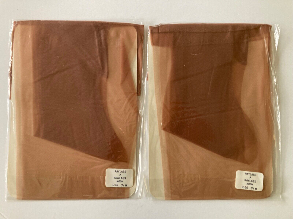 VTG LOT 2 PAIRS MISTONE NYLON STOCKINGS NYLONS SZ7 RAYLASS MESH ...