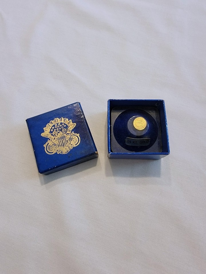 2 Ronald Reagan Ultra Miniature Vintage Solid 24k Gold 1981 Inaugural ...