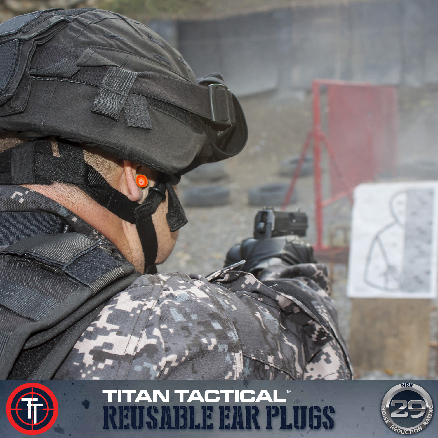 Titan Tactical 29NRR Reusable Shooting Ear Plugs w/ Removable Filter ...