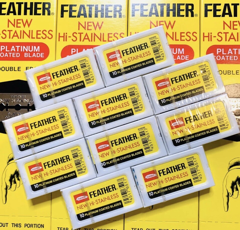 100X Feather Shaving Razor Blades Stainless Double Edge Original Made ...