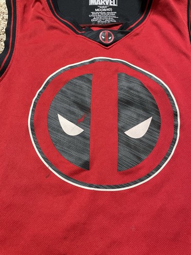 Marvel Basketball Jersey Men's M Red Black 100% Polyester Deadpool 91 ...