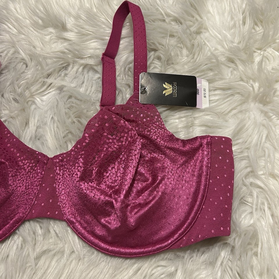 Wacoal 38D Bra Carnevale Pink Back Appeal 855303 Underwire Back Close ...