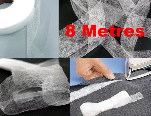 8M WHITE LARGE WONDER WEB IRON ON HEMMING TAPE WEBBING SEWING CRAFT ...