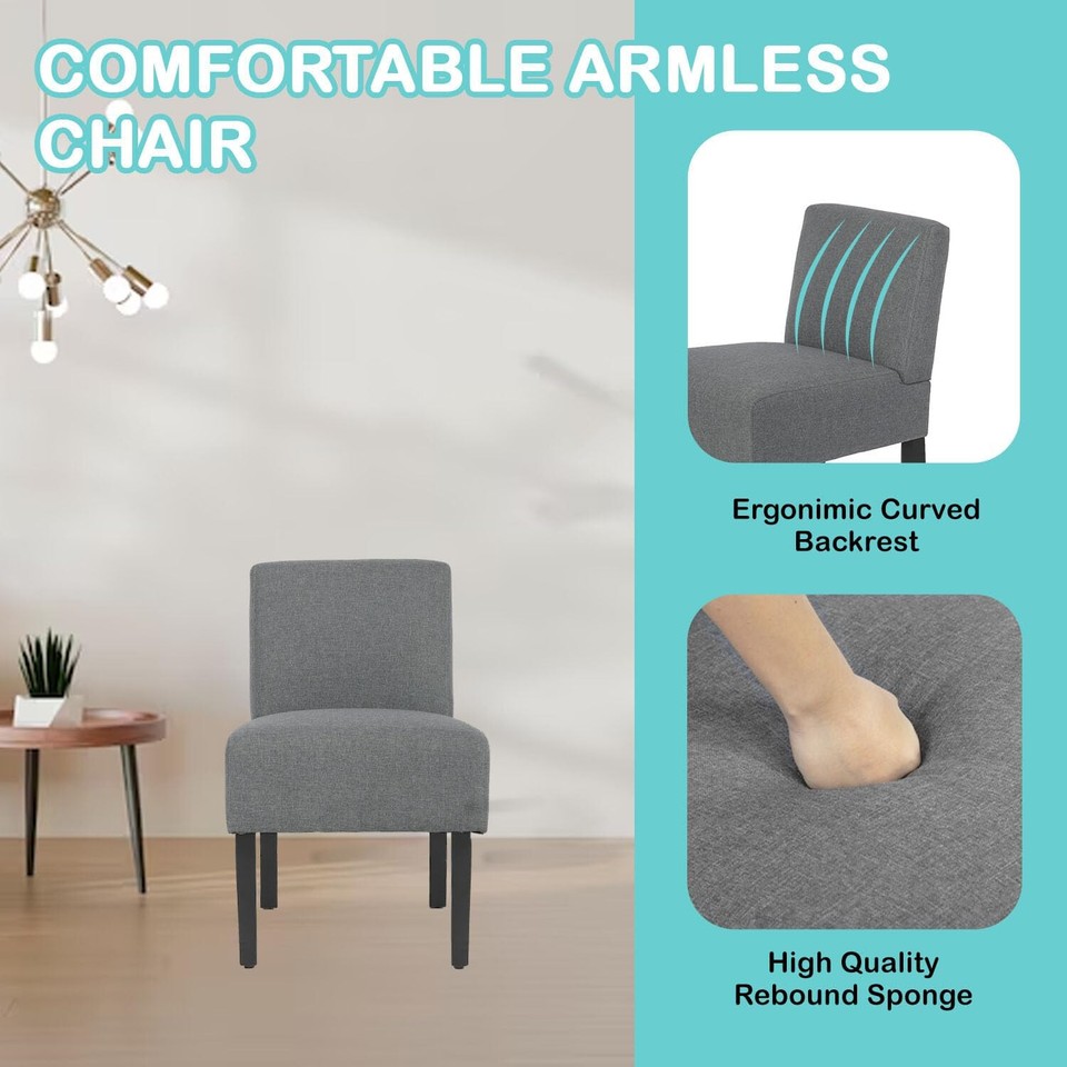 Living Room Chairs,Modern Armless Accent Chairs w/ Solid Wood Legs ...