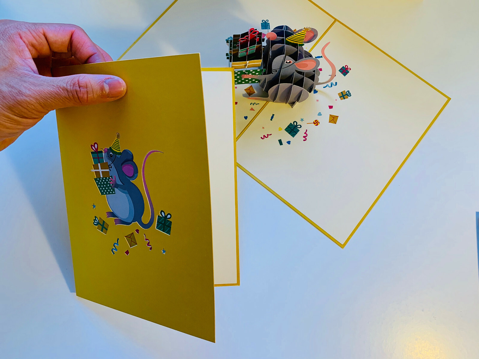 Origami Pop Cards A cute mouse BIRTHDAY 3D Pop Up Greeting Card MICE ...