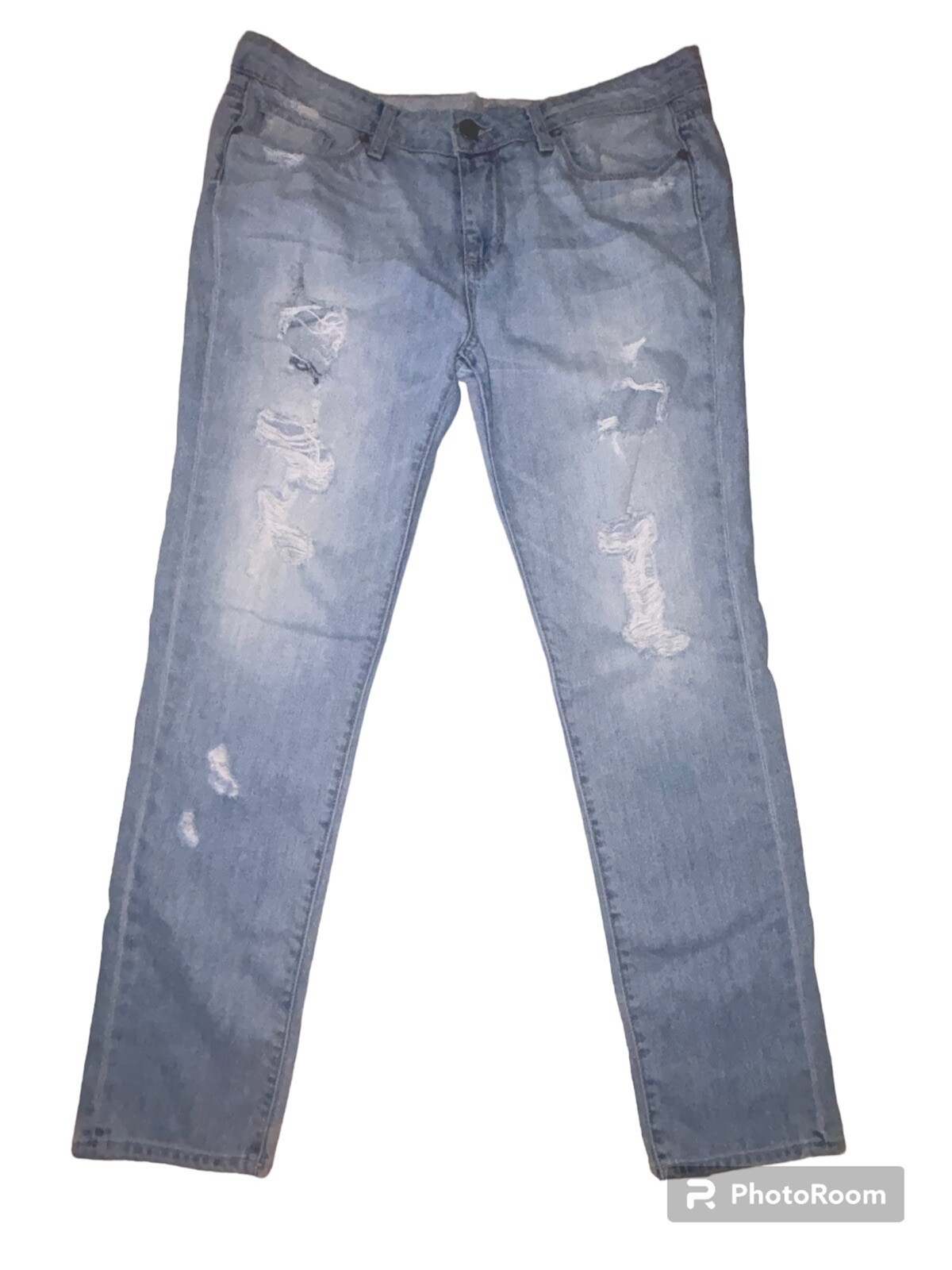 Paige Naomi Destroyed Distressed Light Wash Skinny Je… - Gem