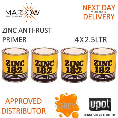 4 X U-POL - DAVIDS ISOPON ZINC 182 RUST INHIBITING GREY PRIMER 1K UPOL ...