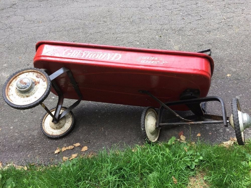 Vintage HAMILTON GREYHOUND Red Wagon Pull Toy with Lifetime Bearings | eBay