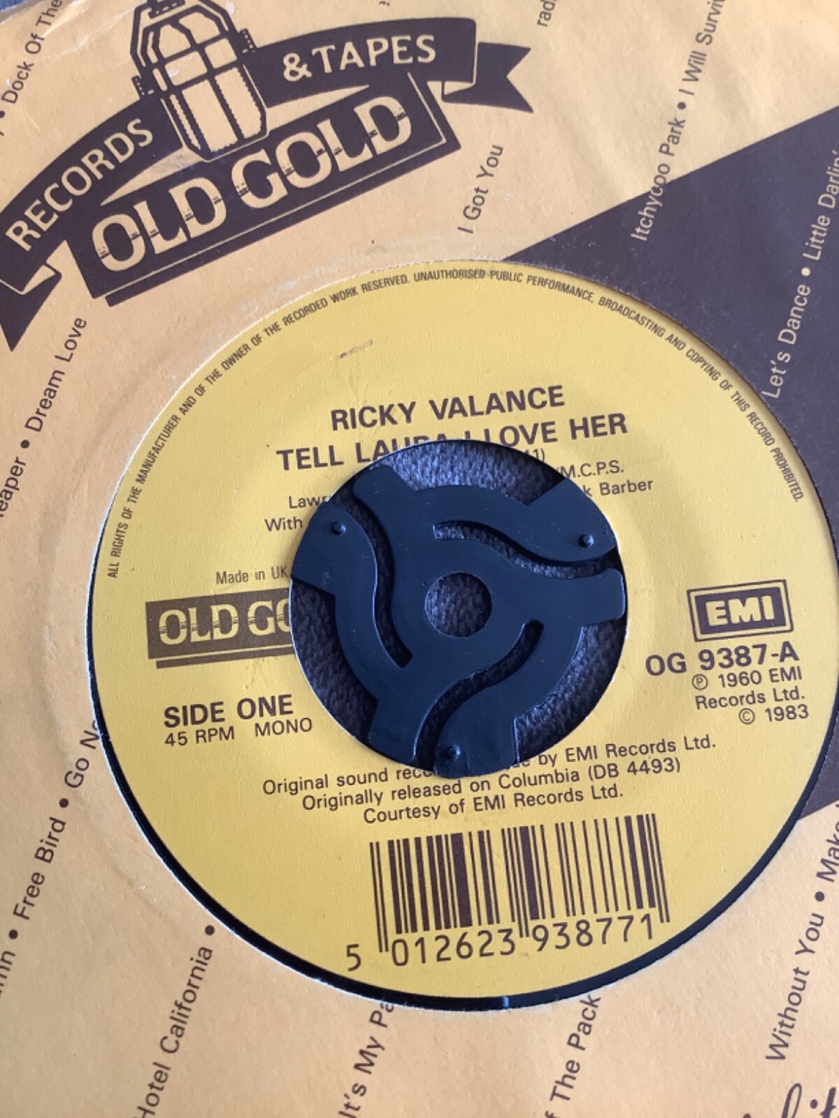 Ricky Valance Tell Laura I Love Her Vintage 7" Single From 1983 for ...