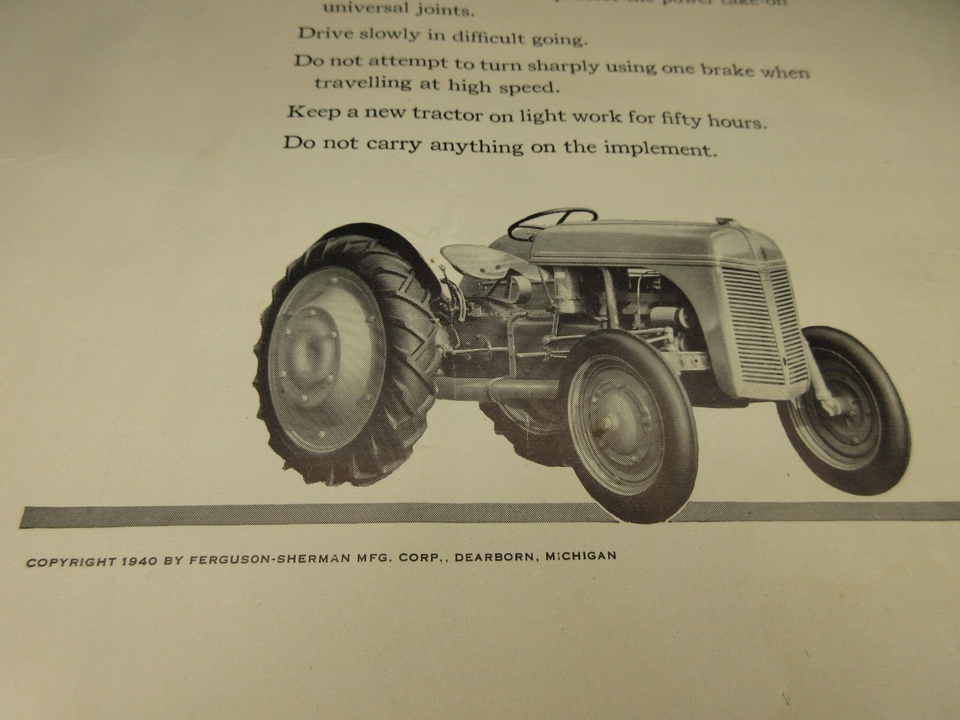 Ford Tractor With Ferguson System Instruction Book Manual 1940 | eBay