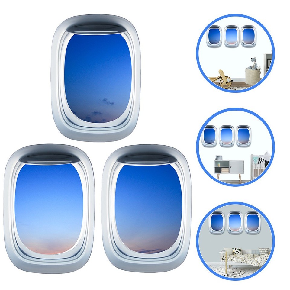 3 Pcs Removable Wall Decals Fake Window Sticker Airplane for Kids ...