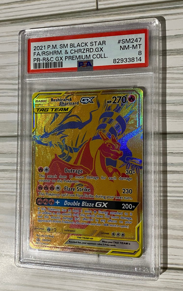 2021 POKEMON SM BLACK STAR PROMO #SM247 FULL ART RESHIRAM & CHARIZARD ...