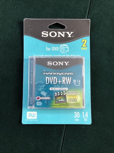 Sony DVD+RW 30 min 1.4GB 2 pack 8cm disc Handycam compatible 2005 Made ...
