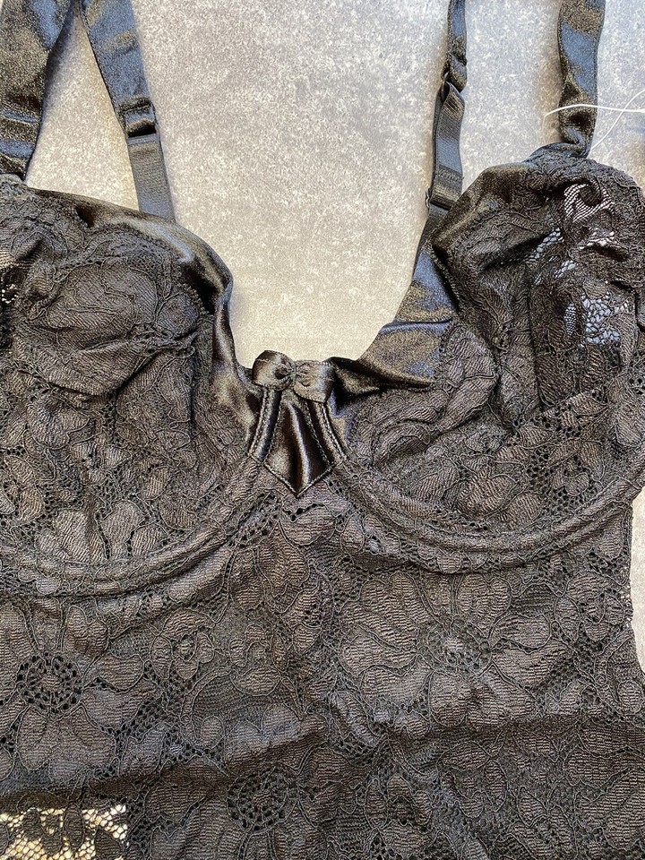 Black Ladies Panache Floral Lace & Satin Teddy Bodysuit - Sizes 32B ...