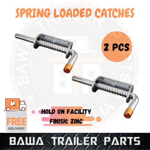 2 x SPRING LOADED CATCHES ZINC 19 x 255MM WITH HOLD ON FACILITY ...