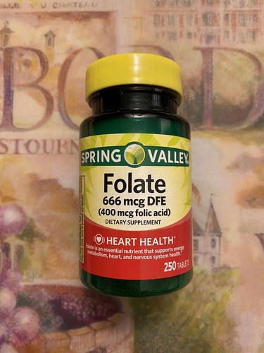 Spring Valley FOLIC ACID 400 mcg Supplement FOLATE 666 mcg Pills 250 ct ...