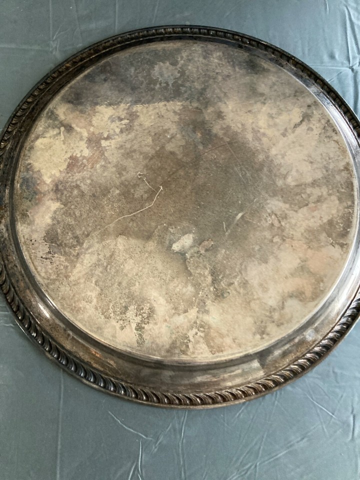 Vintage Silver Plated 12-inch Round Serving Platter Etched Design ...