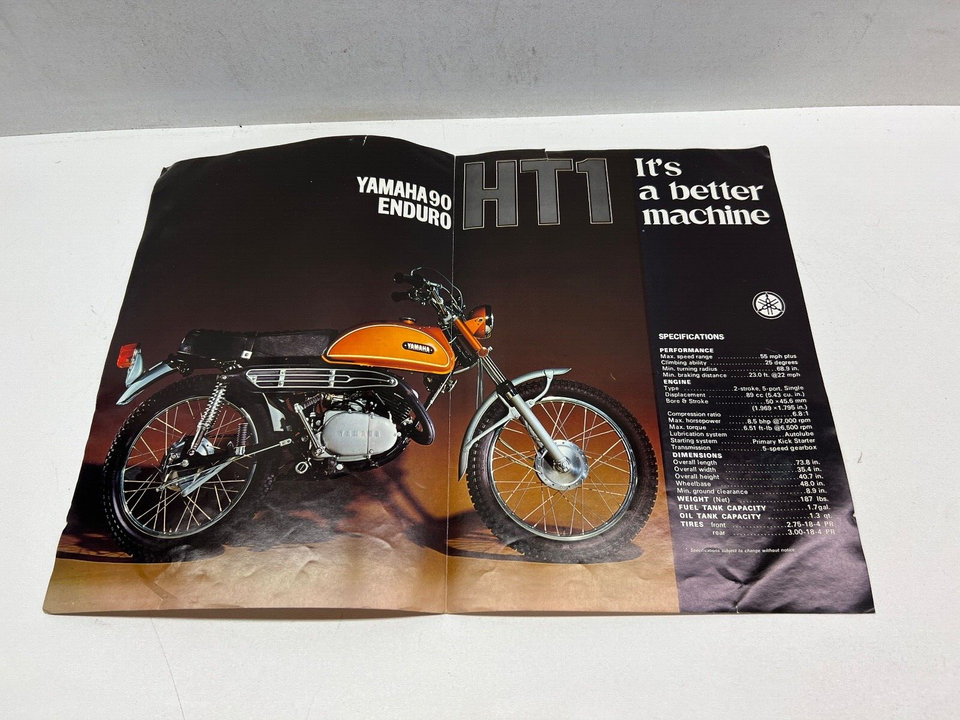 VINTAGE 1970S YAMAHA HT1 90 ENDURO DEALER SALES ADVERTISEMENT ORIGINAL ...
