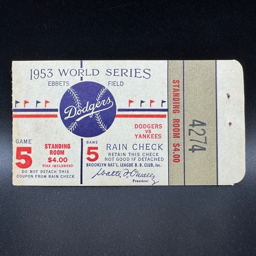 1953 WORLD SERIES GAME 5 TICKET STUB YANKEES DODGERS - MICKEY MANTLE ...