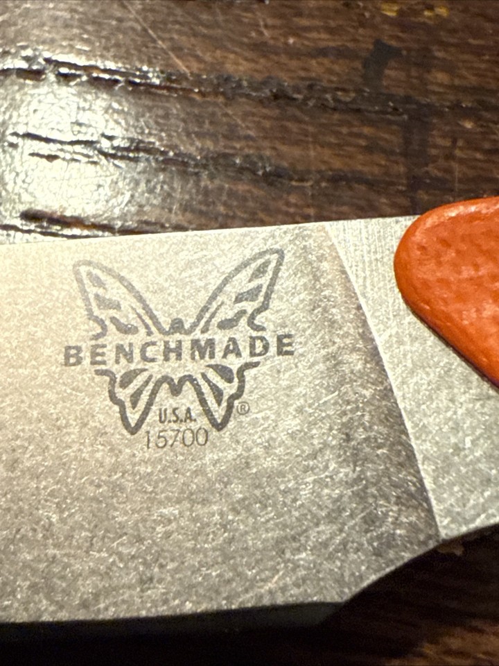 Benchmade 15700 Flyway Fixed Blade Knife - USA Made - Orange Scales ...