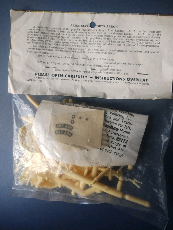 Ariel Arrow motorbike 1/16 vintage Airfix bagged kit Type 3 packaging pre-owned | eBay UK