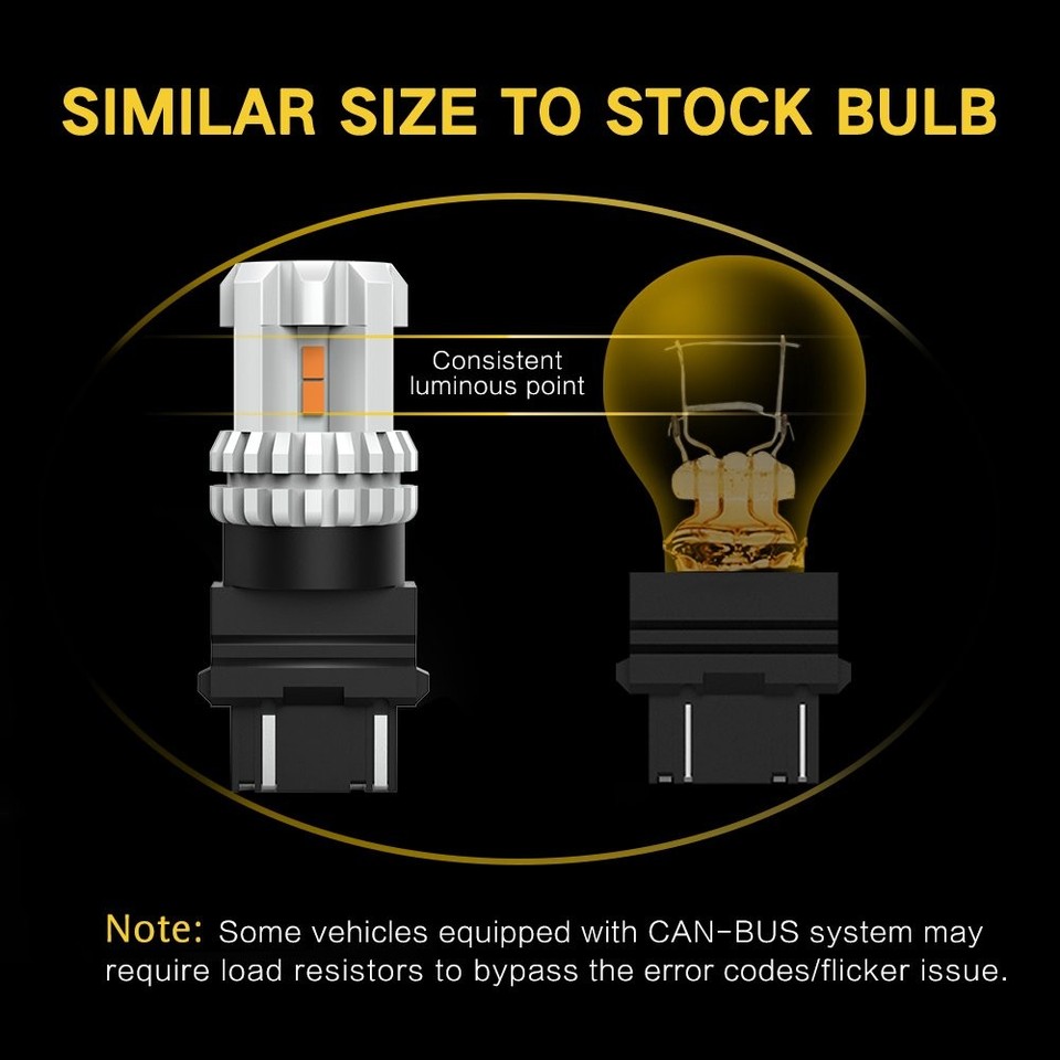 3157A Yellow Amber 12SMD Rear LED ParkingTurn Signal Light Bulbs 3457 ...