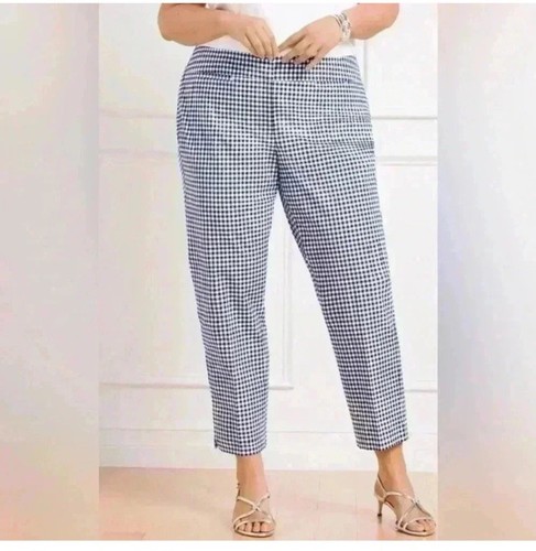 TALBOTS Cropped Gingham Pants Plus Size 16W 1XL Cotton High Rise | eBay