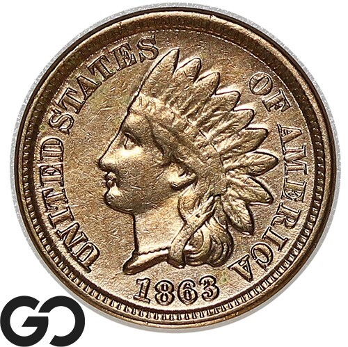 1863 Indian Head Cent Penny, Tougher Choice AU Civil War Issue | eBay