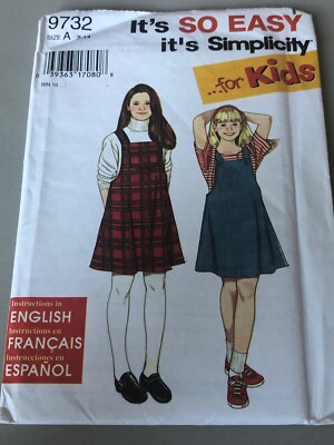 💐 SIMPLICITY #9732 - GIRLS ~ SO EASY ~ ABOVE KNEE JUMPER PATTERN 7-14 ...