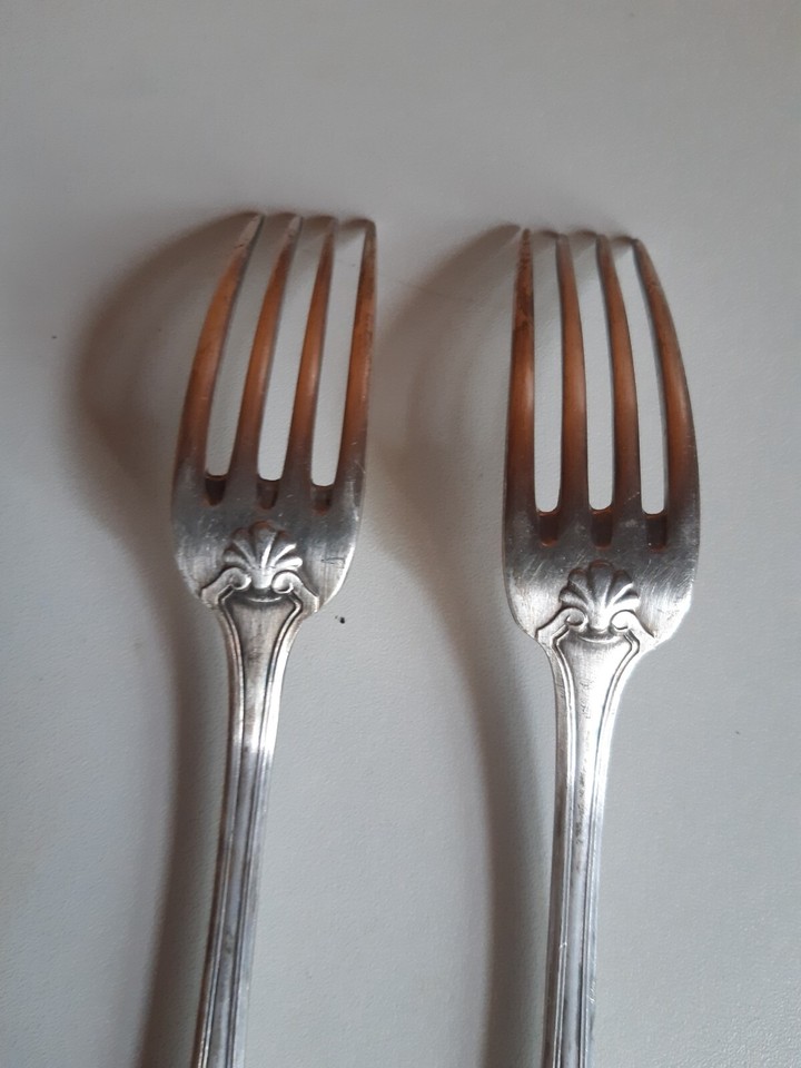 Forchette Metallo Argentato Orafo Punzone SF Argenterie Arte da Tavolo ...