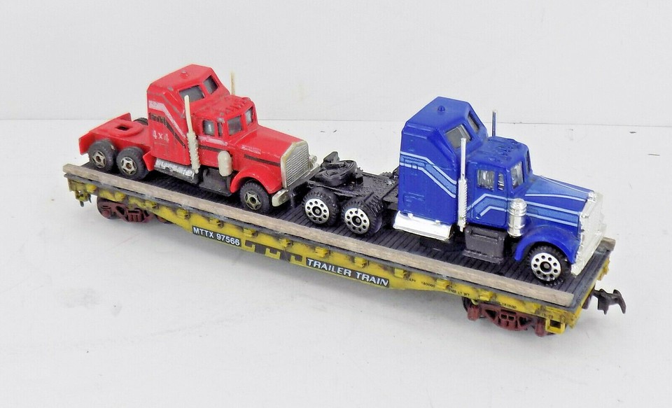 HO SCALE FLAT CAR SEMI TRUCK TRANSPORTER CUSTOM LOAD COLLECTIBLE | eBay