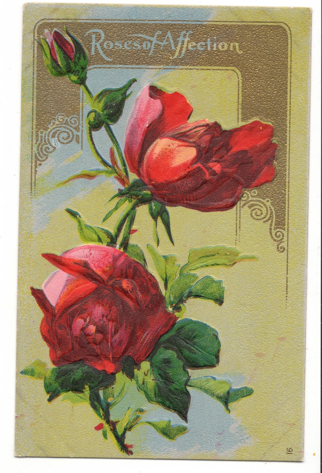 Vintage Postcard Roses Embossed Rosebud Rose Greetings Gold | eBay