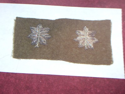 2 ORIG. WW I SILVER BULLION BROWN WOOL LT. COLONEL OFFICER'S RANK ...