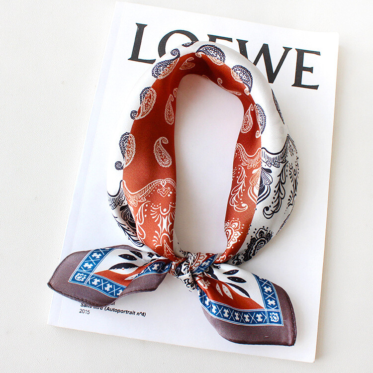 100% Silk 21" Square Scarf Women Kerchief Bandana Neckerchief Geometric ...